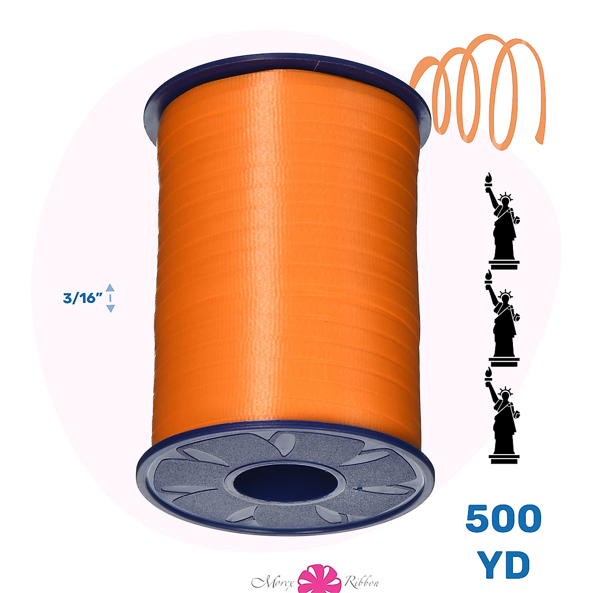 Morex Poly Crimped Curling Ribbon, 3/16-Inch by 500-Yard, Orange, 500-Yard, 1-Pack