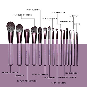 Makeup Brush Set, EIGSHOW Professional Makeup Brushes Kit Foundation Powder Concealers Eye Shadows Makeup 15 Piece for Eye Face Liquid Cream Cosmetics Brushes Kit (Purple)