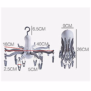 XIZHI Foldable Clip and Drip Hanger/Hanging Drying Rack - 16 Clips Socks Drying Rack for Drying Underwear Clothes,Socks,Bras,Towel,Pants,Hat,Grey