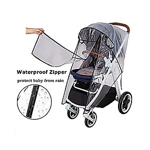 Diagtree Stroller Rain Cover Universal, Baby Travel Weather Shield, Windproof Waterproof, Protect from Dust Snow Insects (Double Zipper-L)