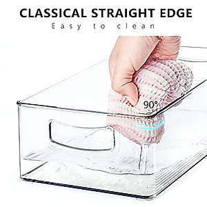 JOOFLI Vertical Stackable Refrigerator Pantry Organizer Bins, Set Of 6 Clear Plastic Storage Containers for Kitchen Countertops, Fridge, Cabinets, Bathroom, Bedroom BPA Free