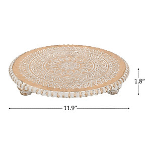 NIKKY HOME Beaded Risers Display Stands, Farmhouse Rustic Wood Pedestal, Centerpiece Decor for Coffee Bar Table, Kitchen Counter, Dining Room