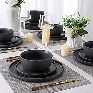 AmorArc Stoneware Dinner Plates Set of 4, 10.5 Inch Reactive Matte Glaze Ceramic Plates Set, Modern Dinnerware Dish set for Kitchen, Microwave, Dishwasher Safe, Scratch Resistant-Matte Charcoal Gray