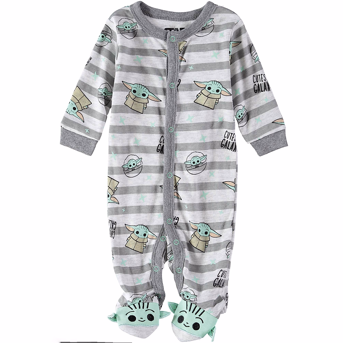 Happy Threads Star Wars Baby Boys One Piece Sleeper - Footed Baby Pajamas - Baby Boy Clothes - Footie Pajamas (Grey/Green/Brown, 3-6 Months)