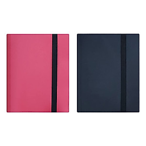 Trading Cards Album Binder, JARAGAR 2 Pack 9 Pockets PU Leather Card Binder Holder 20 Sheets Band Closure Card Storage Case Holds up to 360 Cards Fit for Baseball Football Cards Game Cards