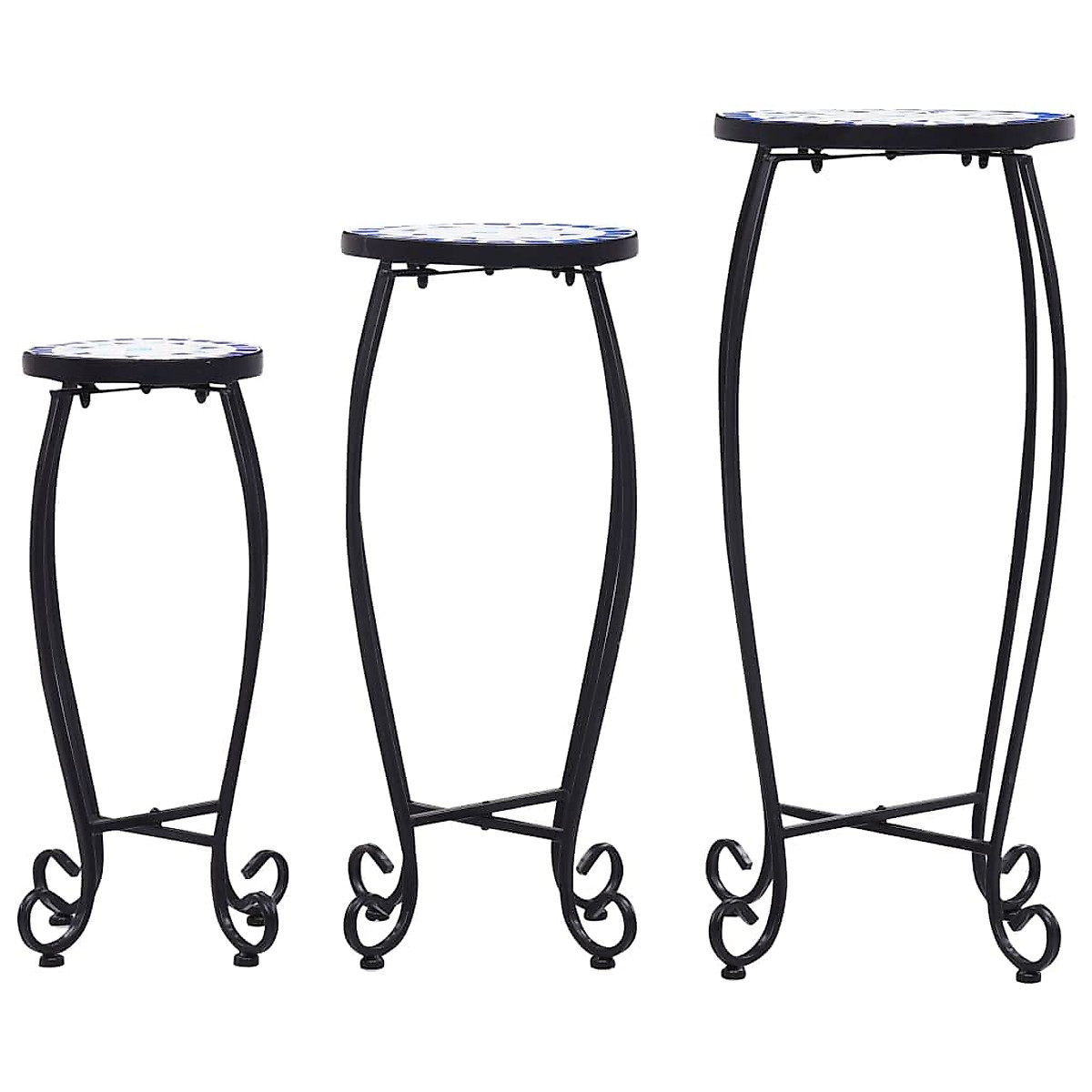 CUMYZO Mosaic Tables 3 pcs Blue and White Ceramic 11.1kg/24.42ib Plant Stands