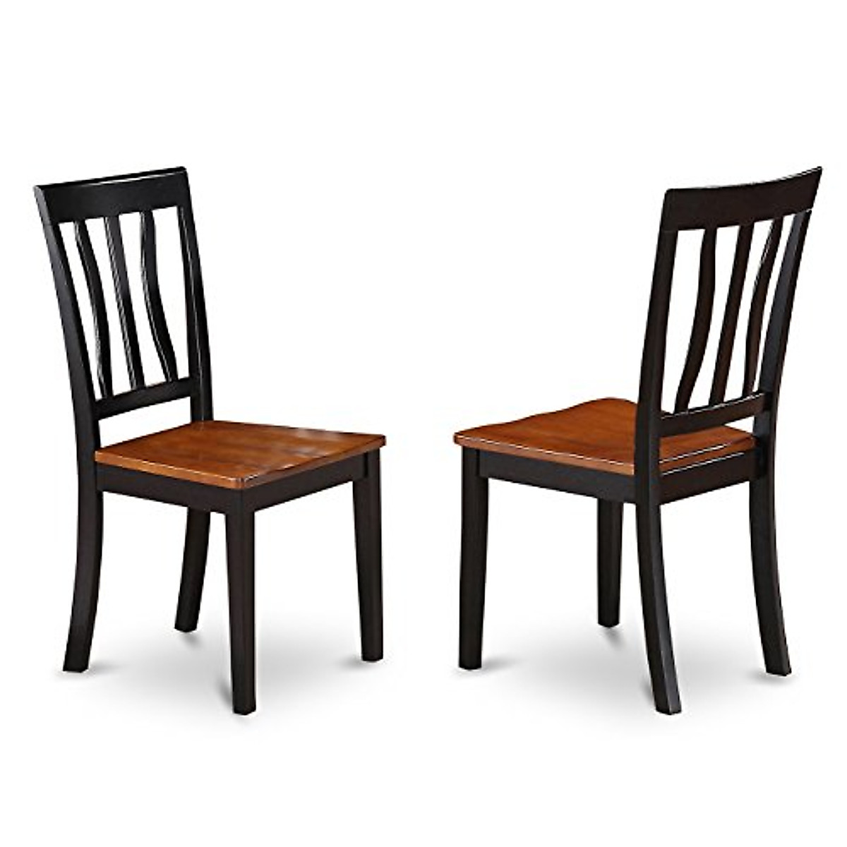 East-West Furniture AVAT7-BLK-W 7-Piece Dining Table Set - 6 Kitchen Chairs with Wooden Seat - A Beautiful Butterfly leaf Kitchen Table (Black & Cherry Finish)