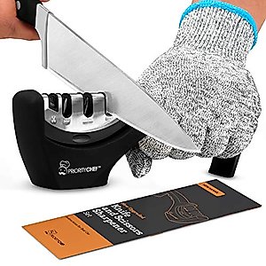 Heavy Duty 4 Stage Kitchen Knife Sharpener, Repair, Polish and Sharpen your Kitchen Knife Easily, Handheld Manual Knife Sharpeners for Kitchen Knives, Scissor Sharpener