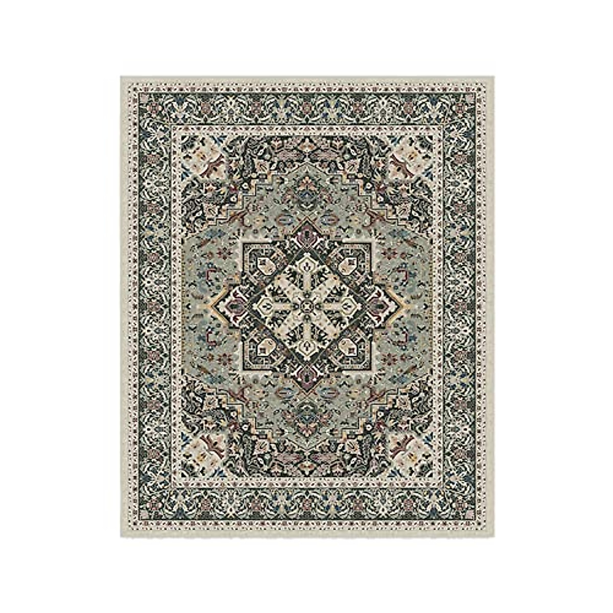 RUGGABLE Hendesi Heriz Washable Rug - Perfect Vintage Area Rug for Living Room Bedroom Kitchen - Pet & Child Friendly - Stain & Water Resistant - Sage 8'x10' (Standard Pad)