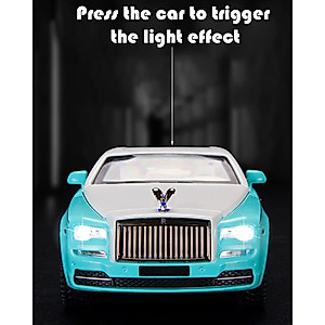 Alloy Collectible Blue Rolls Royce Wraith Toy Pull Back Vehicles Diecast Model Car with Light and Sound