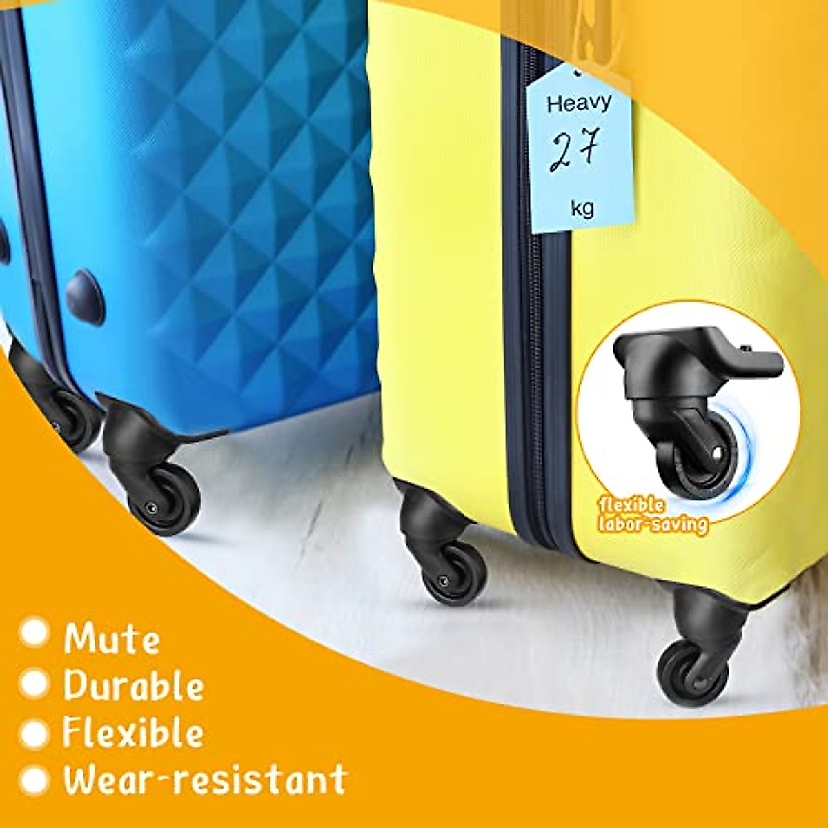 Sweetude 8 Pcs Replacement Luggage Wheel Left and Right Suitcase Caster Wheels 360 Degree with Screw Swivel Wheels Suitcase Bag Parts for Travel Box Trolley, Hole Pitch (1.3"/1.69"/1.42"/1.69")