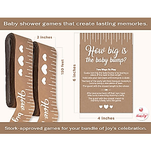 Party Hearty Funny Baby Shower Games for Girl or Boy Activities, 2 Rolls, 2 inches x 150 feet, Kraft Tummy Measure, Fun & Easy Idea