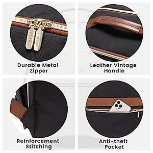 LOVEVOOK 40L Large Travel Backpack for Women Men, 17 Inch Carry on Backpack for Traveling on Airplane, Personal Item Bag Airline Approved, Business Causal Weekender Backpack, Black-Brown