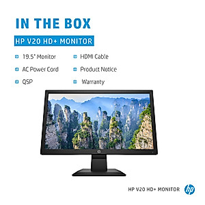 HP V20 HD+ Monitor | 19.5-inch Diagonal HD+ Computer Monitor with TN Panel and Blue Light Settings | HP Monitor with Tiltable Screen HDMI and VGA Port | (1H848AA#ABA) (Renewed)