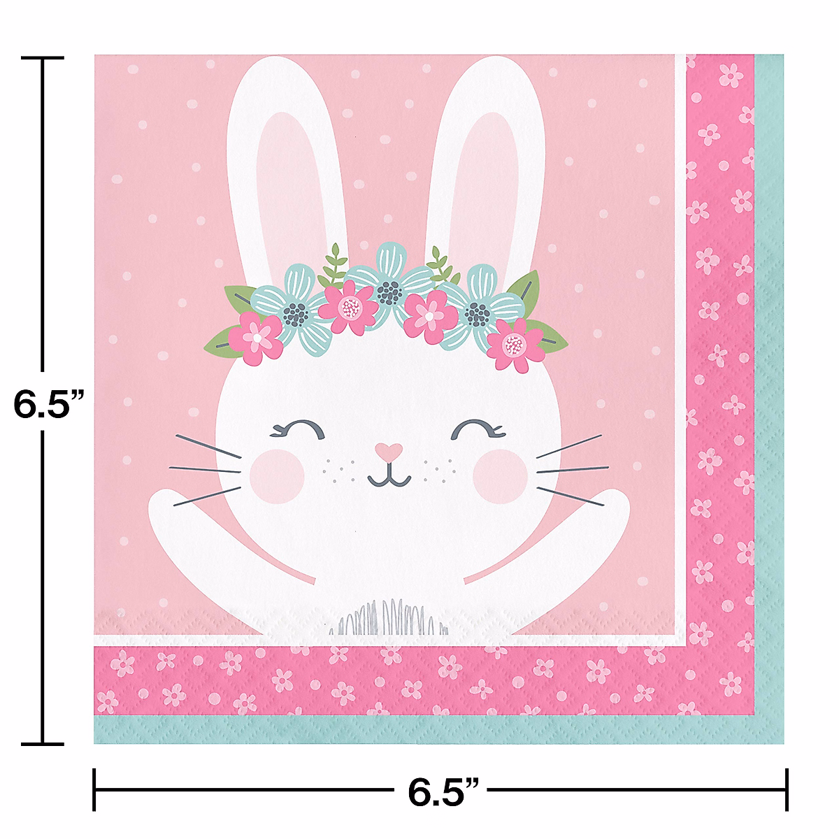 Creative Converting 336052 Bunny Party Napkins, 6.5", Multicolor