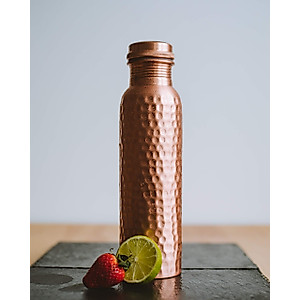 Kosdeg Copper Water Bottle - 34 Oz Extra Large - A Hammered Ayurvedic Pure Copper Vessel For Drinking - Drink More Water, Lower Your Sugar Intake And Enjoy The Health Benefits Immediately