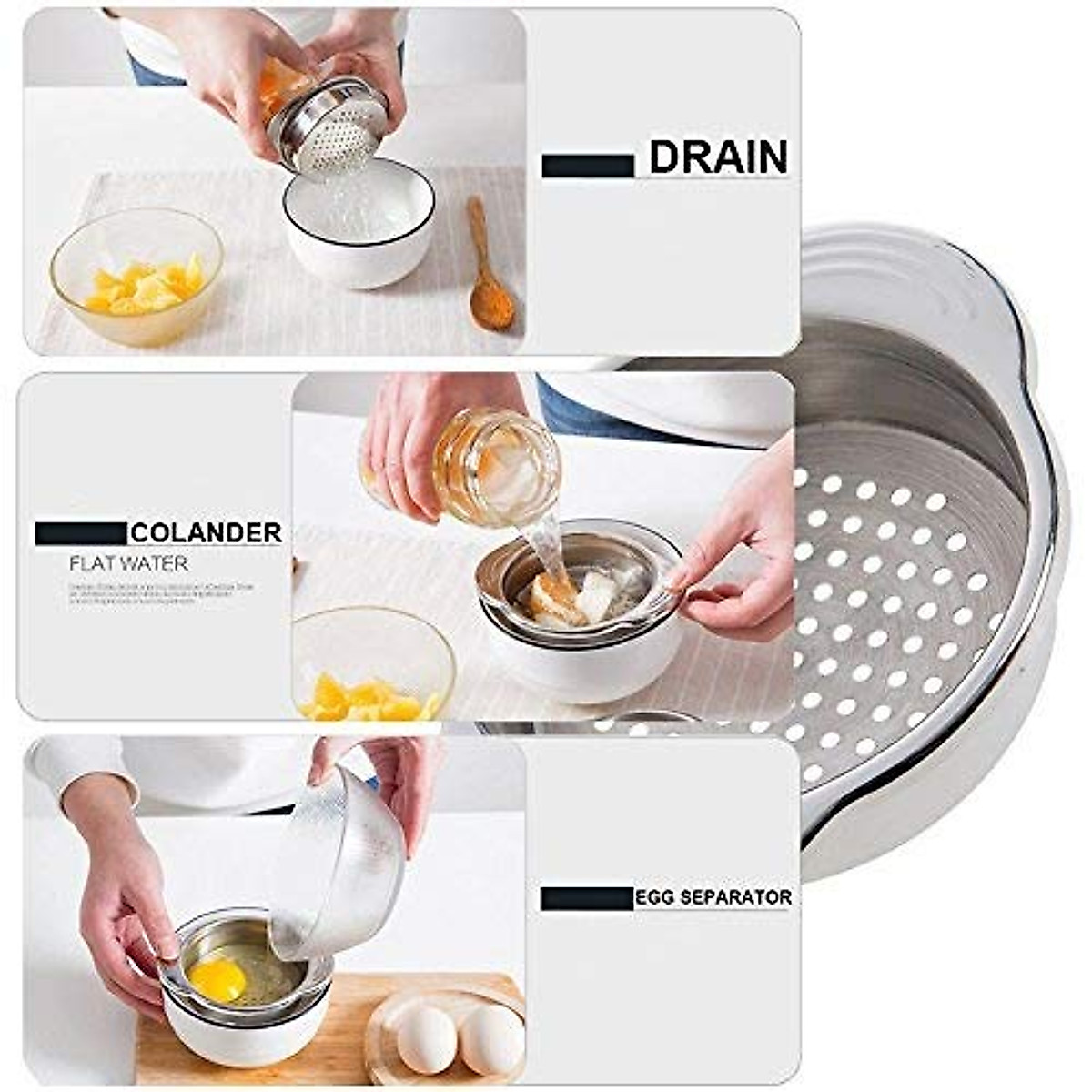 Stainless Steel Food Can Strainer Sieve Tuna Press Lid Oil Drainer Remover, Unique No-Mess Dishwasher Safe Design