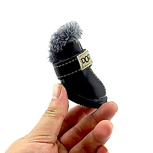 PIHAPPY Warm Winter Little Pet Dog Boots Skidproof Soft Snowman Anti-Slip Sole Paw Protectors Small Puppy Shoes 4PCS (S, Black)