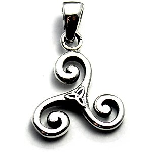 COSUMOSU 925 sterling silver Celtic Triquetra Trinity Knot Protection Pendant (Round Snake) (Triskelion)
