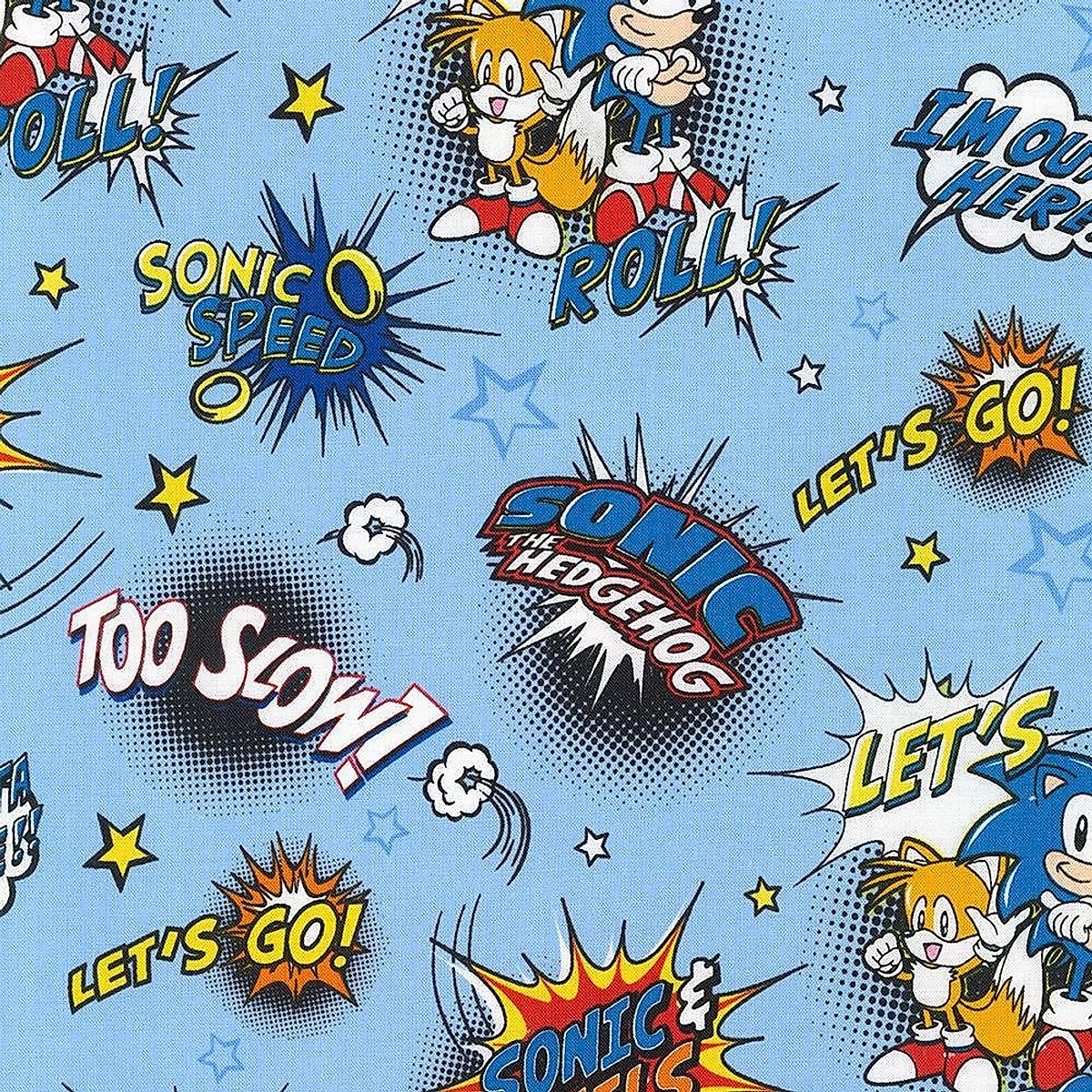 Robert Kaufman Fabrics Sonic the Hedgehog Action Verbs Blue
