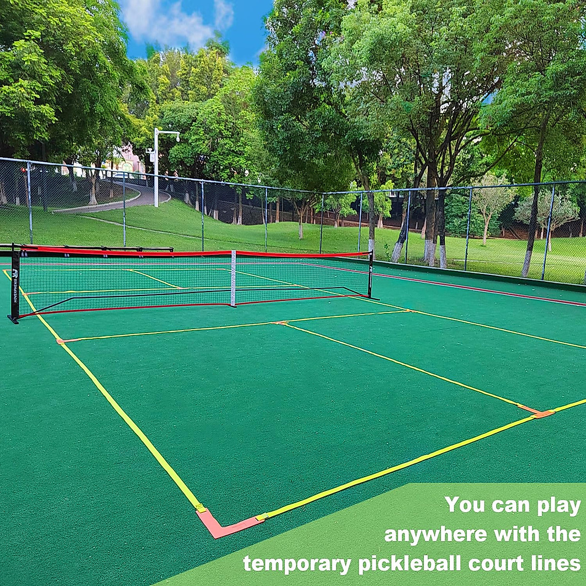 Hoverphenix Pickle Ball Court Marking Kit, Portable Temporary Pickle Ball Lines Come with Gift Box, Tape and Storage Bag for Outdoor or Indoor Court, No Measuring Needed