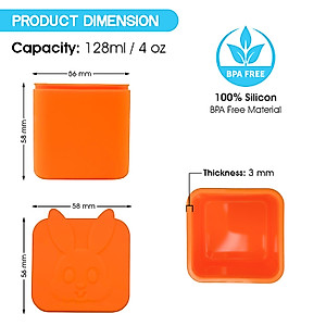 Dailyess 3 Pack Reusable Condiment Containers with Lids for Sauce Dressing (4oz), Small Condiment Cups for Snacks Salad Dressing Lunch Box, Dipping Sauce Cups, Mini Containers with Lids for Food