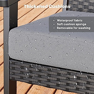 Ahomly 3 Pieces Patio Furniture Set Outdoor Furniture, Patio Chairs Wicker Patio Bistro Set with Glass Table, Outdoor Chairs for Balcony, Porch, Garden(Gray)