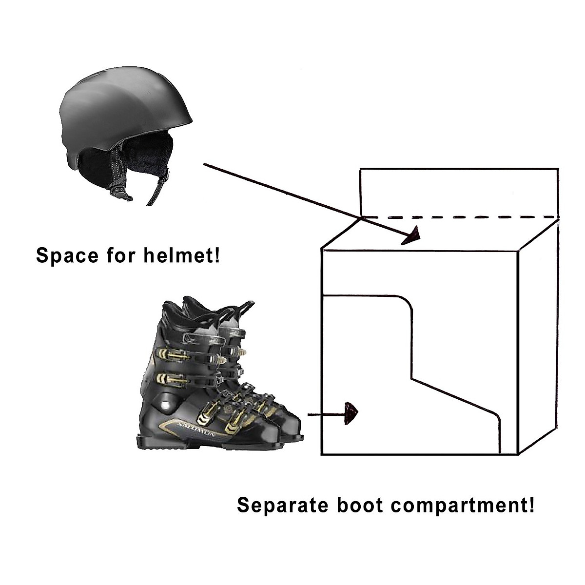 BRUBAKER "Champion Combo Ski Boot Bag and Ski Bag for 1 Pair of Ski up to 190 cm, Poles, Boots and Helmet - Black Green