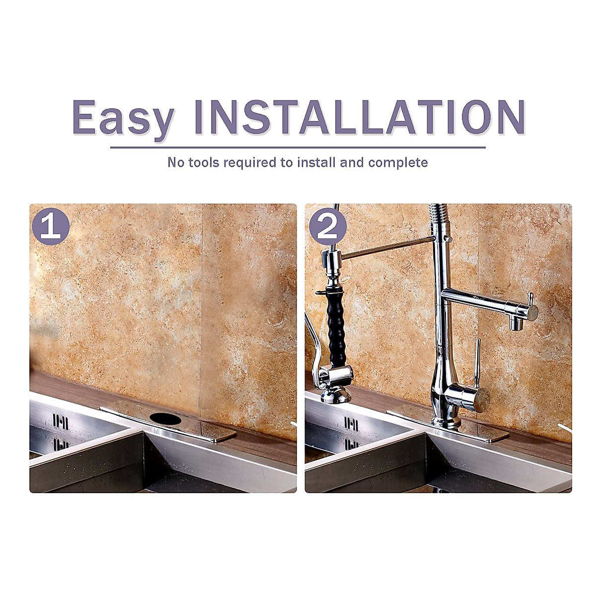 Litoexpe 6 Inch Sink Hole Cover Deck Plate for Bathroom or Kitchen Faucet 1-3 Hole, Matte Black Stainless Steel Sink Hole Escutcheon Plate