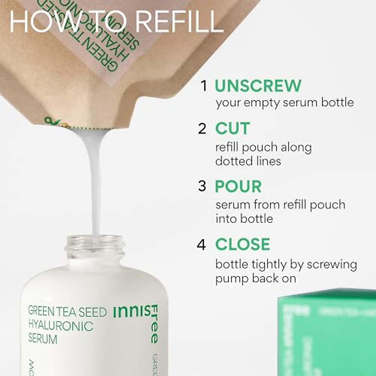 innisfree Green Tea Seed Hyaluronic Serum with Panthenol and Niacinamide, Korean Face Serum for Hydration and Glow (Packaging May Vary)