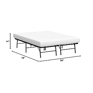 Linenspa Folding Metal Platform Bed Frame - No Box Spring Needed - Underbed Storage - Simple Tool Free Assembly - Mattress Foundation - 14" High - Traditional Design - Sturdy Steel - Queen Size