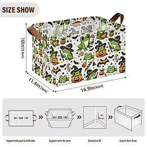 ALAZA Frogs Halloween Fabric Storage Bins Collapsible Storage Cube Organizer Basket with Handles for Shelves Colset Wardrobe Organizition