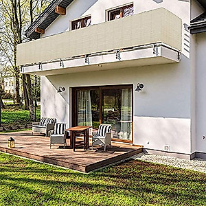 ALBN Balcony Privacy Screen, Blocking The Line of Sight Windshield UV Stable Garden Patio Fence HDPE, 51 Sizes (Color : Beige, Size : 120x300cm)
