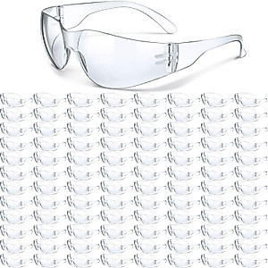 100 Pack Bulk Protective Safety Glasses Clear Lens Splash Proof Eye Protection Goggles Scratch and Impact Resistant Eyewear for Women Men Work Construction Science Lab Shooting