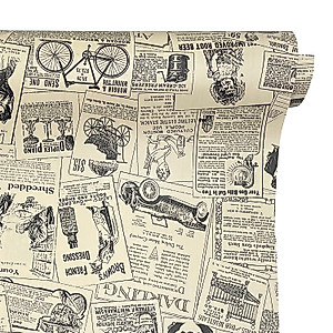 Yifely Old Fashion Newspaper Furniture Protective Paper Roll Peel Stick Shelf Drawer Liner Locker Sticker 17.7 Inch by 13 Ft
