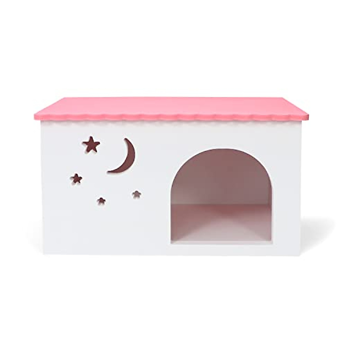 Wooden Hamster Hideout House Small Pets Sleeping Hut for Syrian Hamster Rat Mouse Baby Guinea Pig (Pink)