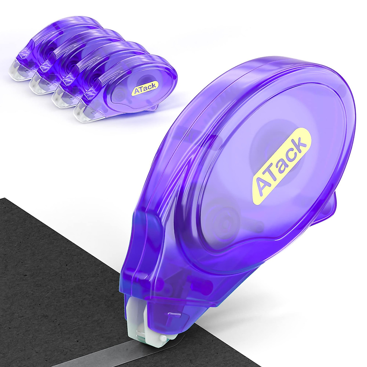 ATack Double Sided Tape Adhesive Runner Roller, 0.3-inch by 360-Inch, 4-Pack, Permanent Double-Sided Adhesive Tape Dispenser for Scrapbooking, Card Making and Crafts | Acid-Free and Archival-Safe