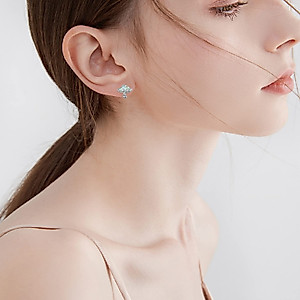 Mushroom Earrings 925 Sterling Silver White Opal Mushroom Stud Earring Jewelry Gifts for Women Birthday