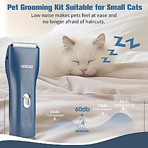Gooad Cat Clippers for Matted Hair, Quiet Cat Shaver for Long Hair, Cordless Cat Hair Trimmer for Grooming, Cat Paw Trimmer Nail Grinder,Pet Shaver Cat Grooming Kit for Cats Small Dogs Animals(Blue)
