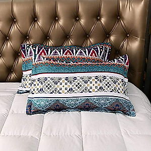 Ganfance 3Pcs Indian Style Geometry Duvet Cover Full Set, Hotel Quality Soft Bed Linen Farmhouse Comforter Cover with Zipper Closure,Blue Bedding Set Quilt Cover 78 X 90 inches & 2 Pillow Shams