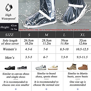 SooGree Waterproof Rain Shoe Covers Men Reusable Foldable Rain Snow Boot Shoe Covers with Reflector Non Slip Shoe Protector for Raining Day,Cycling,Gardening,Fishing,Hiking, Farming (Transparent, M)