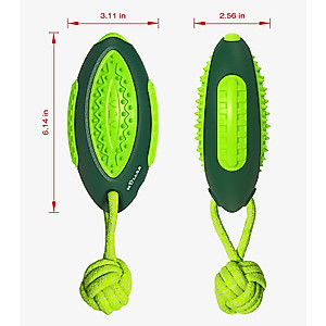 Squeaky Dog Toys Puppy Squeak Toy Interactive Doggy Treat Dispenser Food Dispensing Ball Fetch Catch Rugby Puzzle Teething Toys Ball IQ Training Chew Toys for Small and Medium Dogs