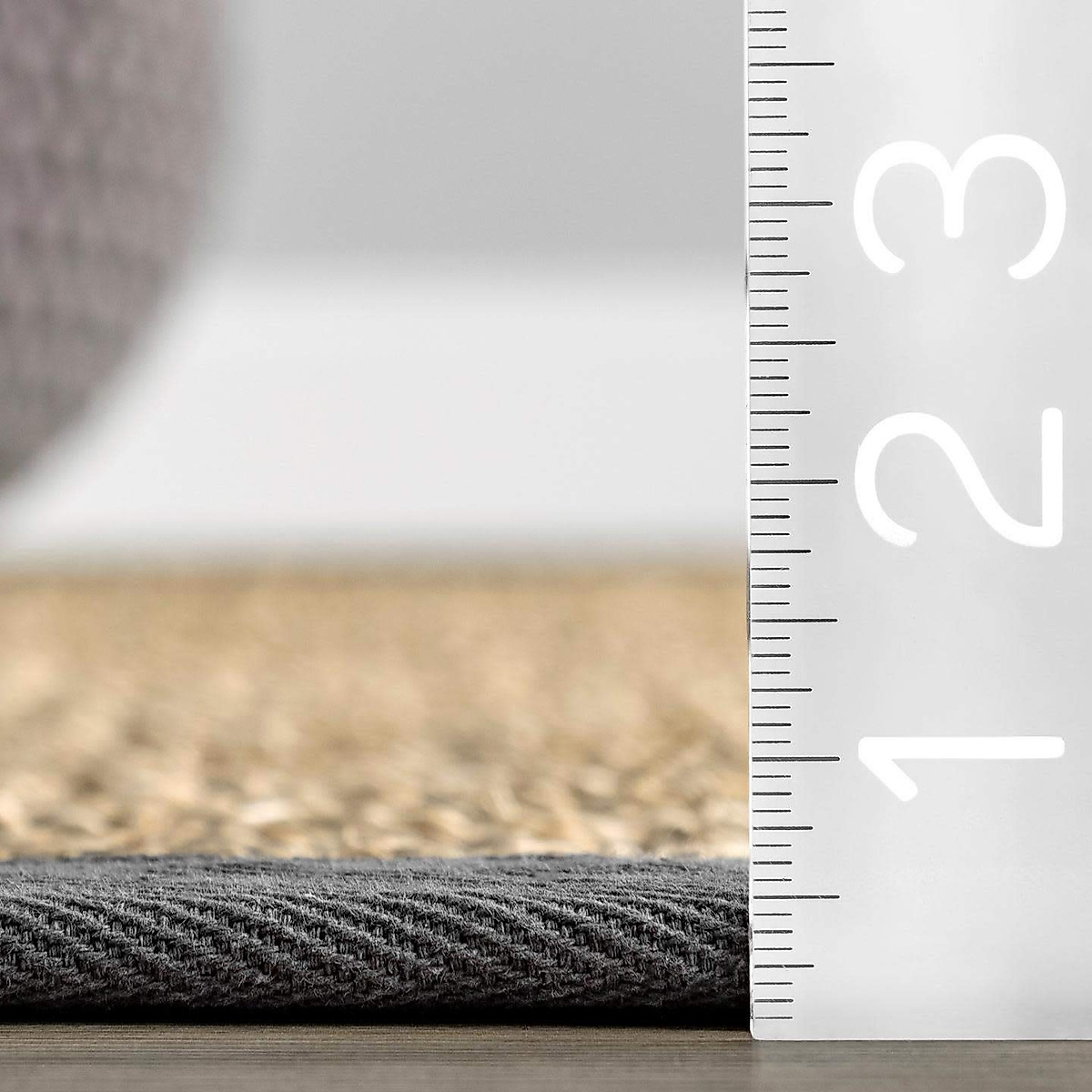 nuLOOM 2x8 Elijah Seagrass Area Rug, Dark Grey, Solid Farmhouse Style, Cotton Bordered, Basketweave, Natural Fiber, For Bedroom, Dining Room, Living Room, Hallway, Office, Kitchen, Entryway