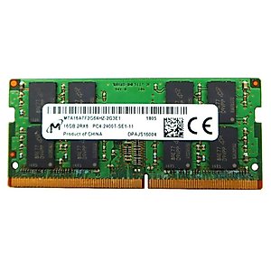 Laptop Memory Module MTA16ATF2G64HZ-2G3E1 Compatible Replacement Spare Part for Micron MTA16ATF2G64HZ 16GB 2Rx8 DDR4 SO-DIMM PC4-19200 2400MHz 260-Pin Non-ECC CL17 1.2V