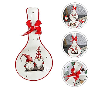 DOITOOL Santa Spoon Rest Ceramic Christmas Spoon Rest Xmas Holiday Kitchen Spoon Rest Tableware Rack Chopsticks Holder Christmas Party Decorations