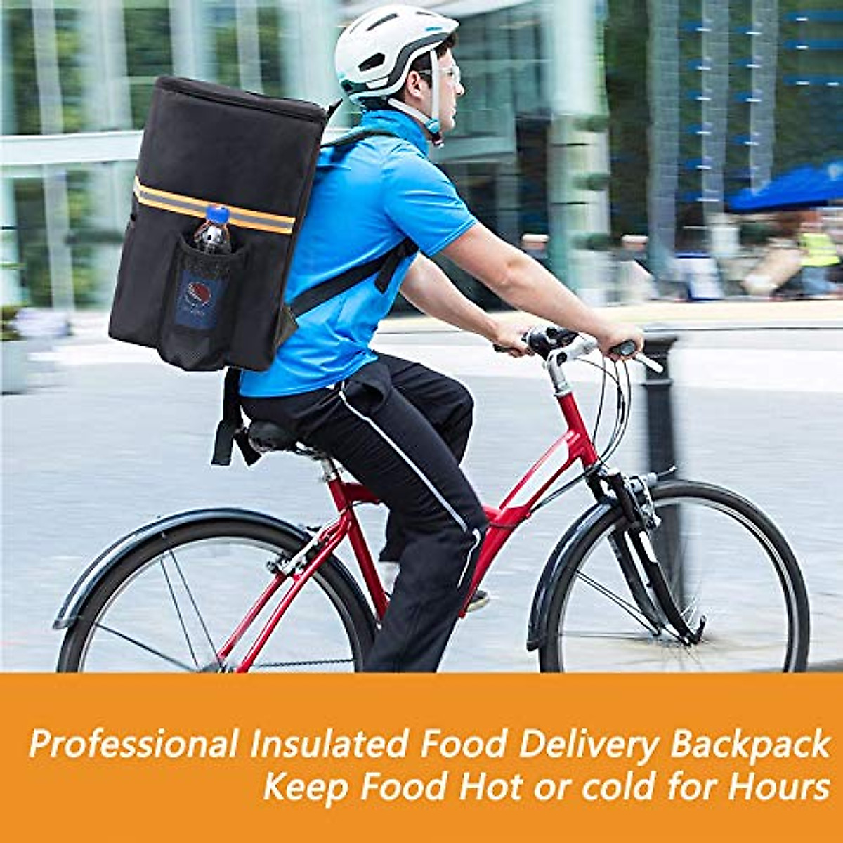 ISFC Thermal Food Delivery Backpack with Cup Holders,Insulated Pizza Delivery Bag Waterproof Food Warmer Backpack for Ubers,Doordash,Camping,Groceries Backpack