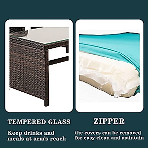 FAYEAN Patio Furniture Set 4 Pieces Outdoor Wicker Rattan Chairs Patio Sofa for Garden Porch Backyard Lawn Pool Green