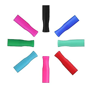 22 PCS Reusable Silicone Straw Tips, Multi Colored Food Grade Straws Tips Covers, Reusable Metal Straws Covers 1/4 Inch Wide(6MM Outer Diameter)