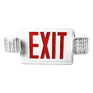 Led Exit Signs With Emergency Lights, Emergency Exit Sign AC85 to 265V With 2 Emergency Light for Schools, Churches, Hospitals
