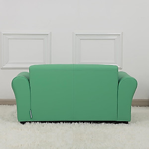 Getifun Kids Sofa Chair with Ottoman/Double Seat with Stool/PVC Leather Toddler Couch with Plastic Legs/Upholstered Children Armchair for Kids Under 4 Years Old (Cyan, Double)